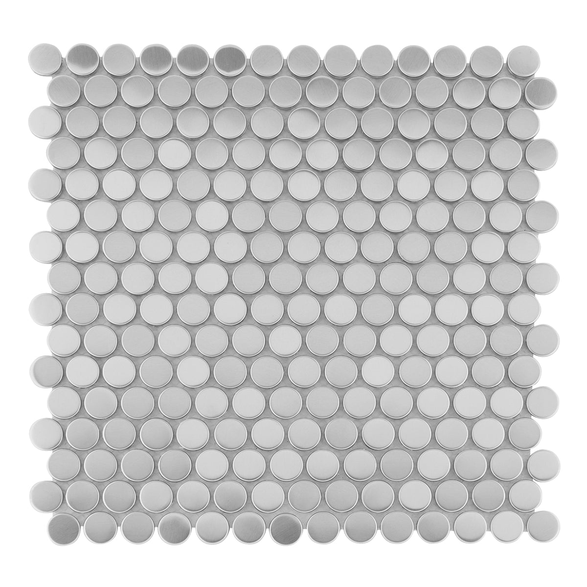 TDH86MDR Penny Round Stainless Steel Silver Metallic Metal Mosaic Tile ...