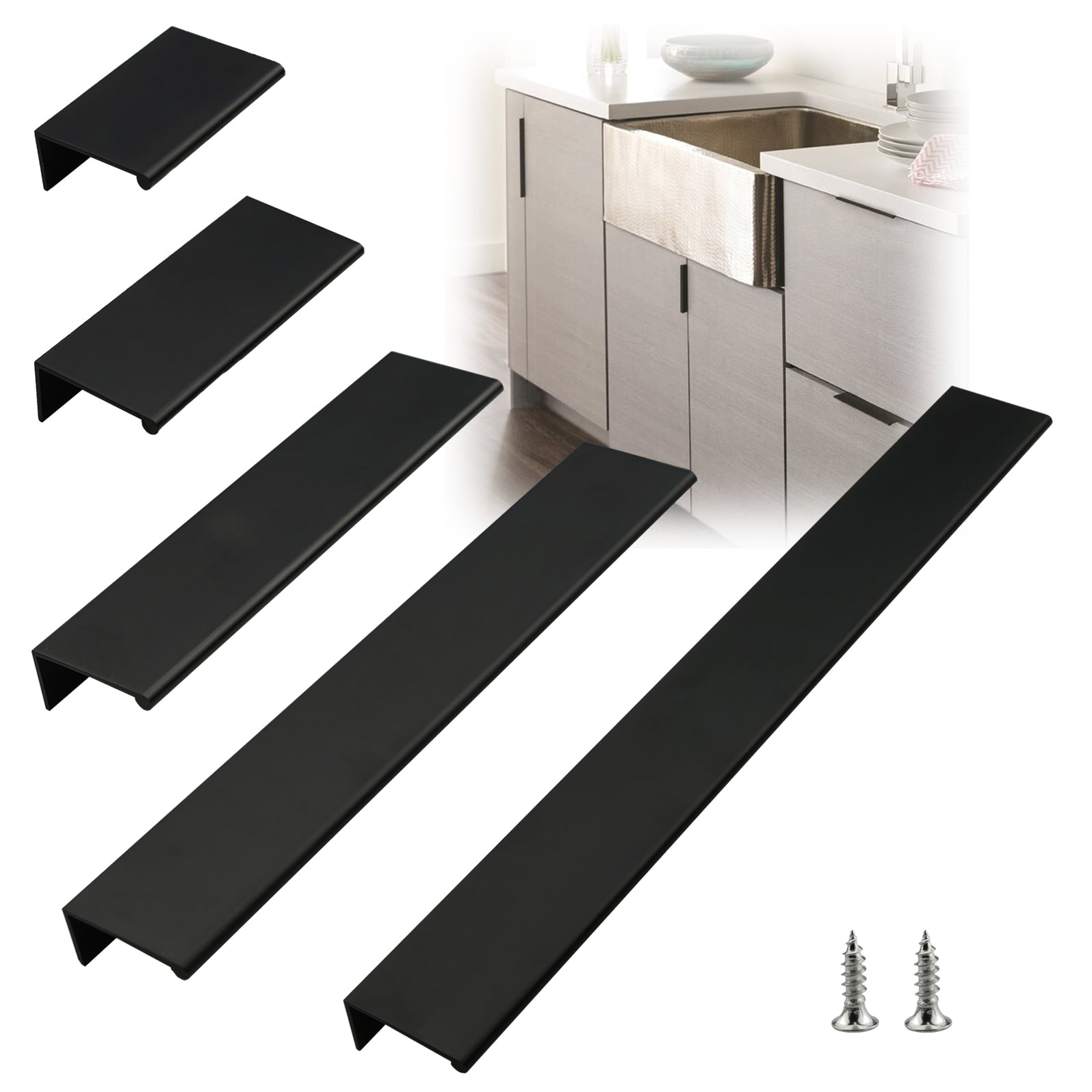 MH1646 Matte Black Cabinet Finger Lip Edge Pull — Modket